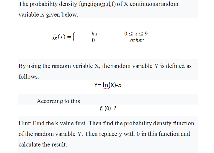 Solved The probability density function(p.d.f) of X | Chegg.com