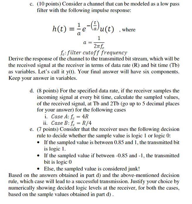8) Consider an NRZ rectangular bit stream that starts | Chegg.com