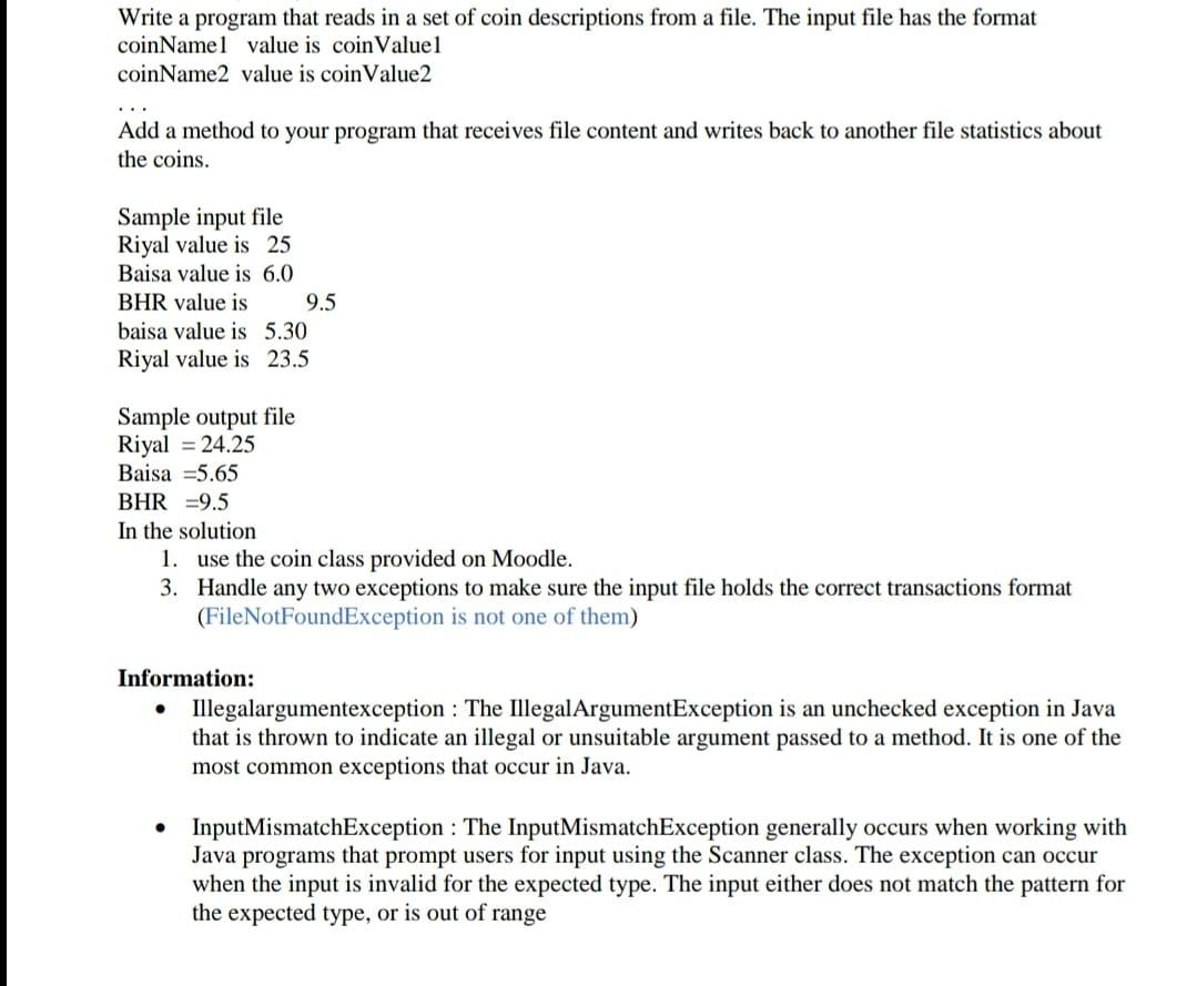 Solved Write a program that reads in a set of coin | Chegg.com