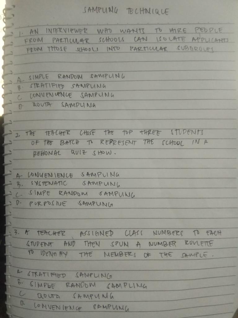 Solved SAMPUNG TECHNIQUE 1. AN INTERVIEWER WHO WANTS TO HIRE | Chegg.com