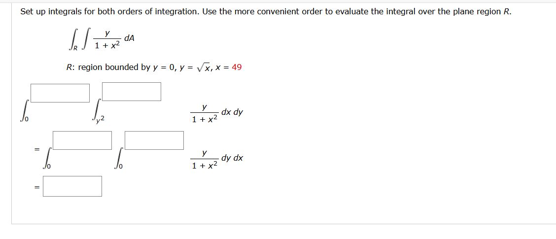 Solved Set up ﻿integrals for both orders of ﻿integration. | Chegg.com