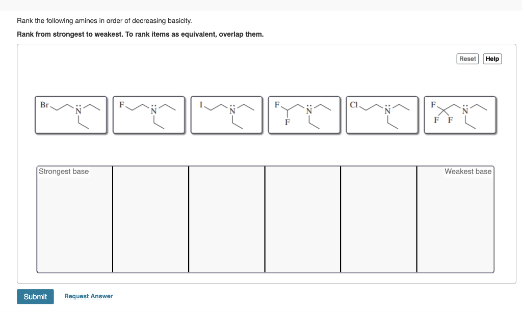 Solved Rank the following amines in order of decreasing | Chegg.com