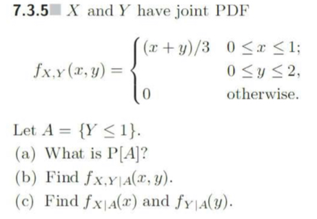 Solved 7.3.5 X and Y have joint PDF ((x + y)/3 fxy(x,y) = 0 | Chegg.com