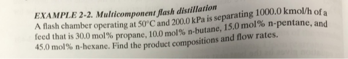 Solved EXAMPLE 2-2. Multicomponent flash distillation ash | Chegg.com