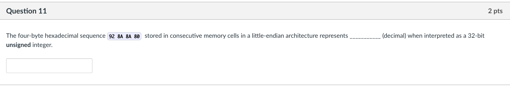 Solved The Four Byte Hexadecimal Sequence Stored In 3641