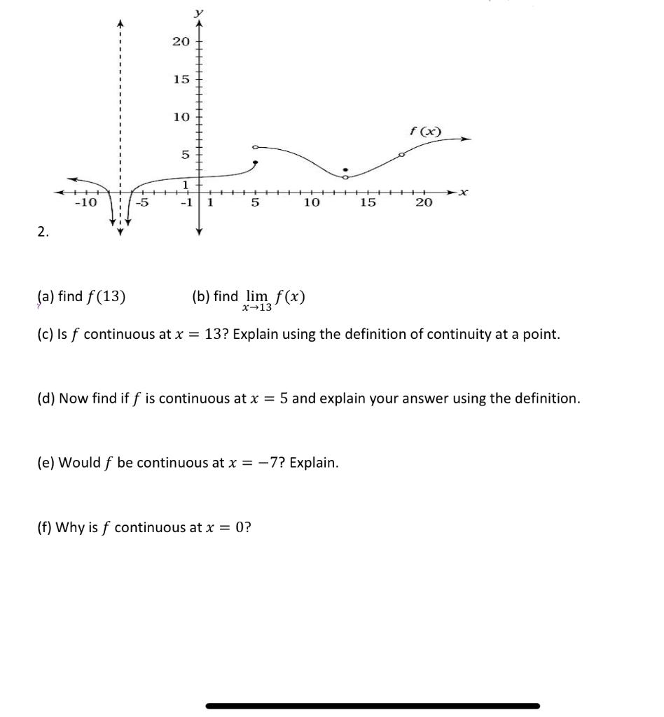 Solved (c) Is f continuous at x=13 ? Explain using the | Chegg.com