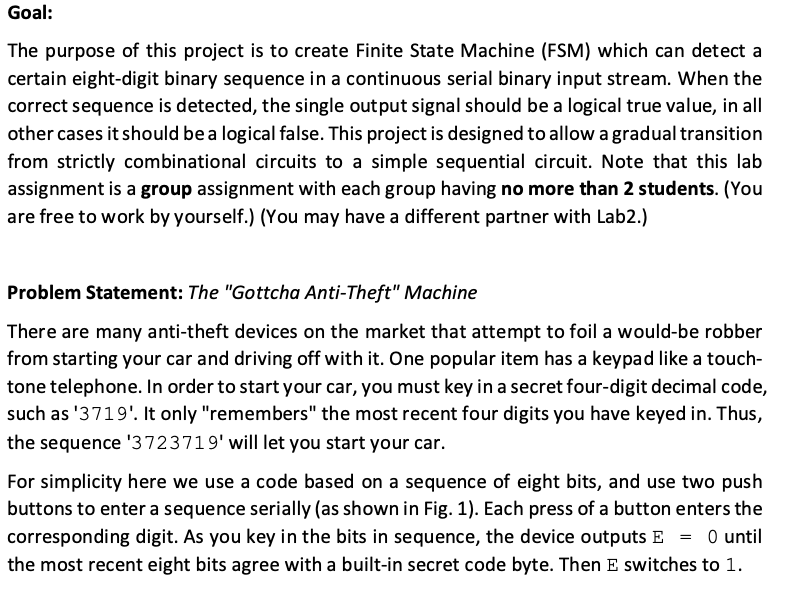 Goal: The purpose of this project is to create Finite | Chegg.com