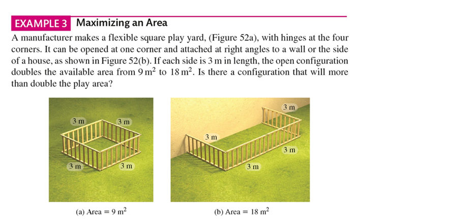 Solved EXAMPLE 3 ﻿Maximizing an AreaA manufacturer makes a | Chegg.com