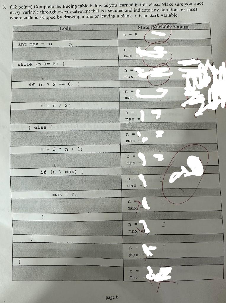 Solved (1) moints) Comnlete the tracing table below as you | Chegg.com