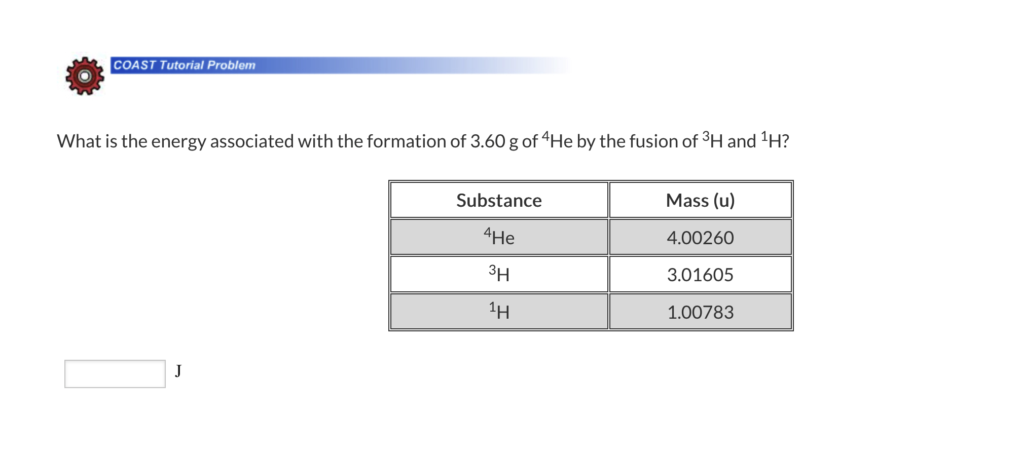 Solved COAST Tutorial Problem What is the energy associated | Chegg.com