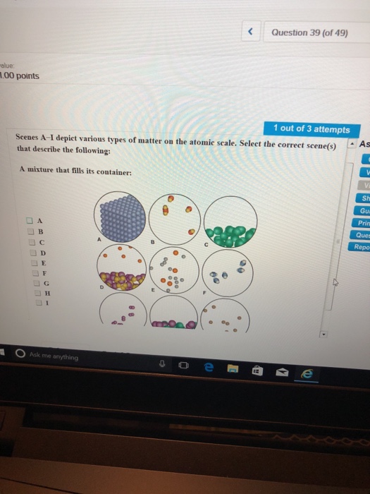 Solved Scenes A-I depict various types of matter on the | Chegg.com