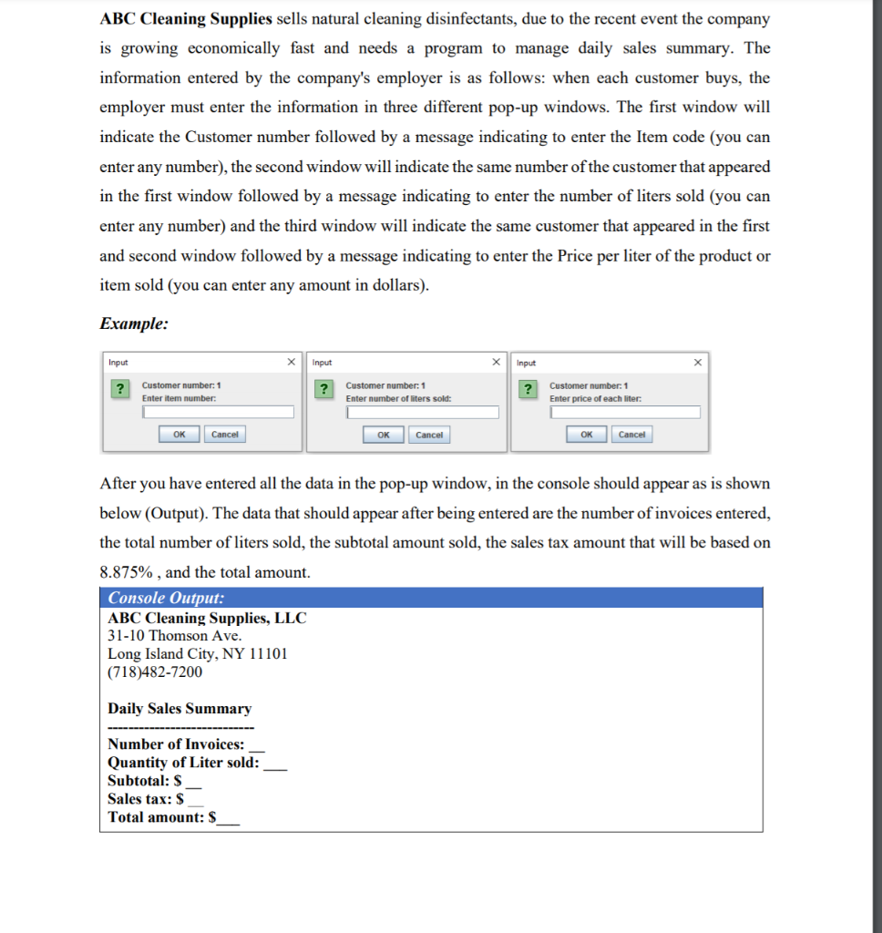 ABC Cleaning Supplies sells natural cleaning | Chegg.com