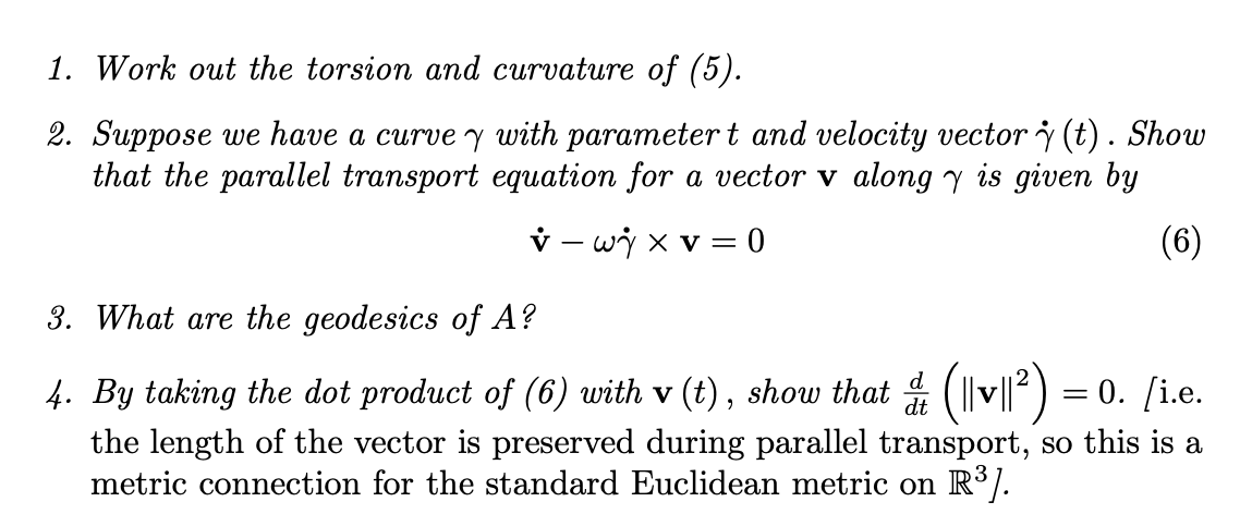 Solved Exercise 3 Suppose On R3 We Define A Connection A