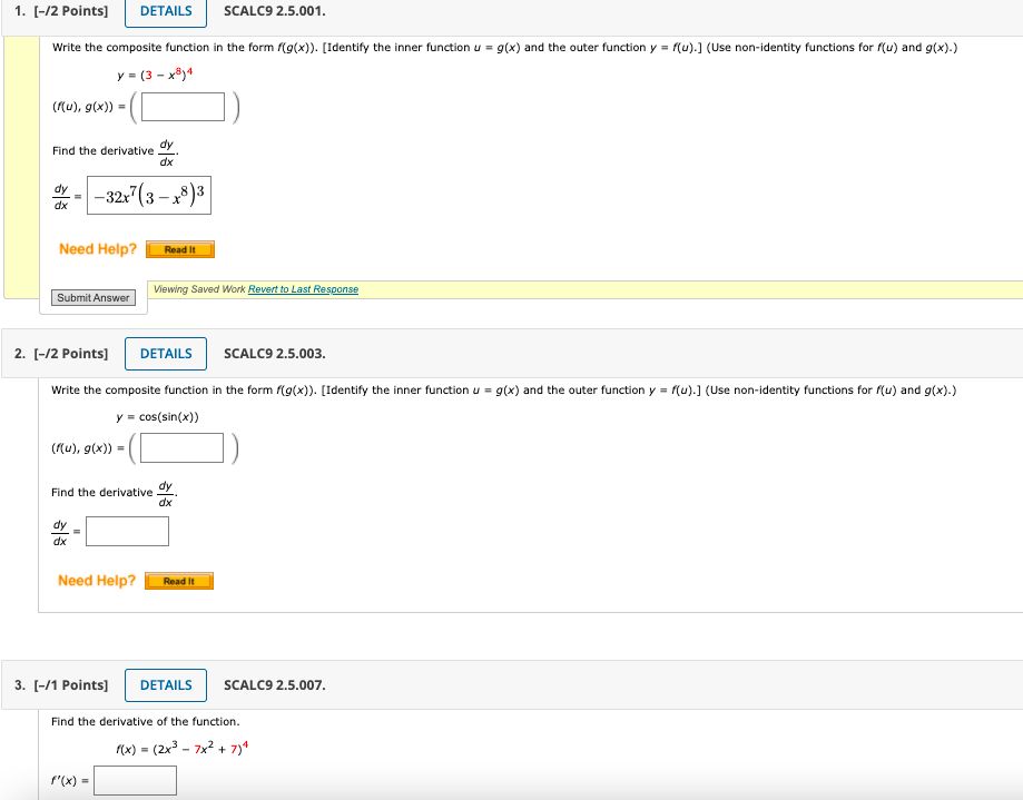 Solved 1. [-/2 Points) DETAILS SCALC9 2.5.001. Write the | Chegg.com