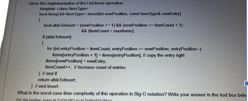 Solved Given this implementation of the List insert | Chegg.com