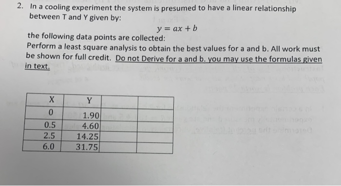 Solved 2. In a cooling experiment the system is presumed to | Chegg.com