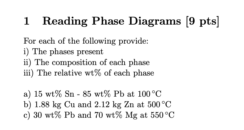 1 Reading Phase Diagrams (9 pts] For each of the | Chegg.com
