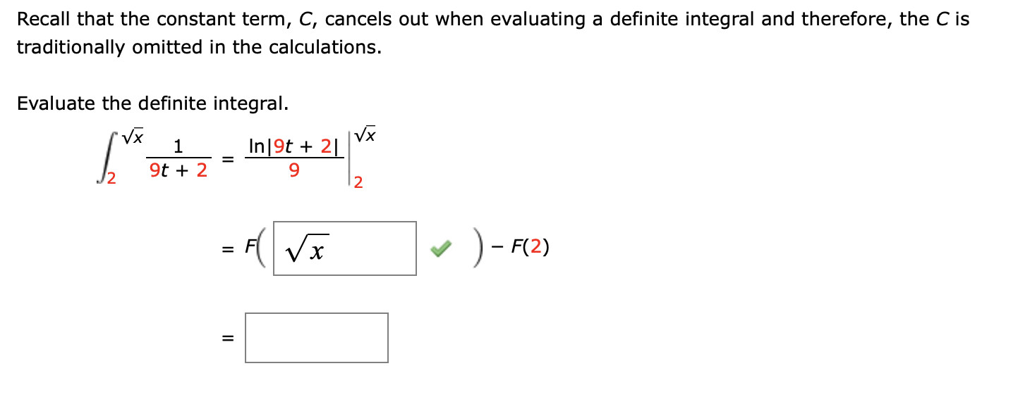 Solved Recall that the constant term, C, cancels out when | Chegg.com