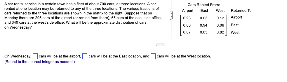 Solved A car rental service in a certain town has a fleet of | Chegg.com