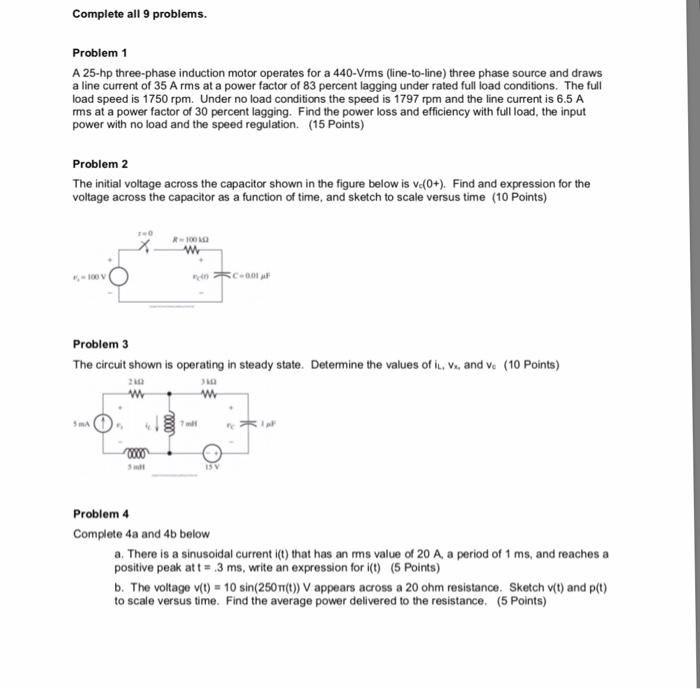Solved Complete al9 problems. Problem 1 A 25-hp three-phase | Chegg.com