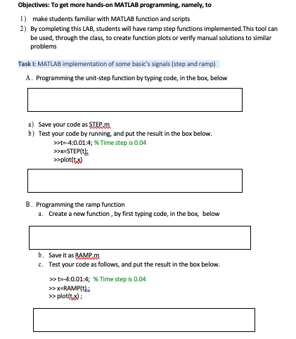 Solved Objectives: To get more hands-on MATLAB programming, | Chegg.com