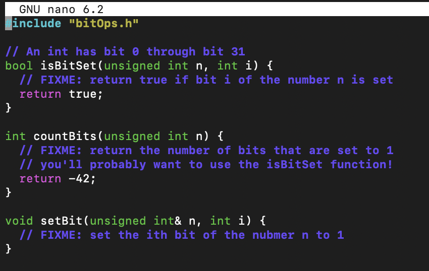 Solved Part 2: Implement bitOps.cpp Take a look at bitOps.h | Chegg.com