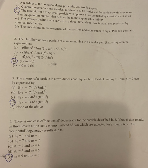 Solved 1. According to the correspondence principle, you | Chegg.com