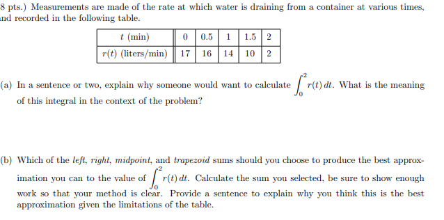8 pts.) Measurements are made of the rate at which | Chegg.com