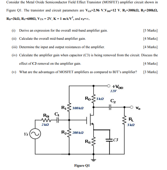 Solved Consider the Metal Oxide Semiconductor Field Effect | Chegg.com