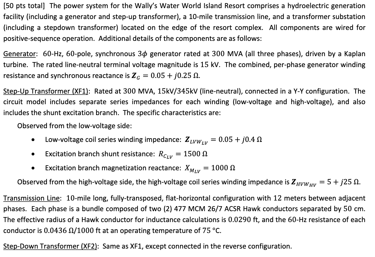 [50 pts total] The power system for the Wally's Water | Chegg.com