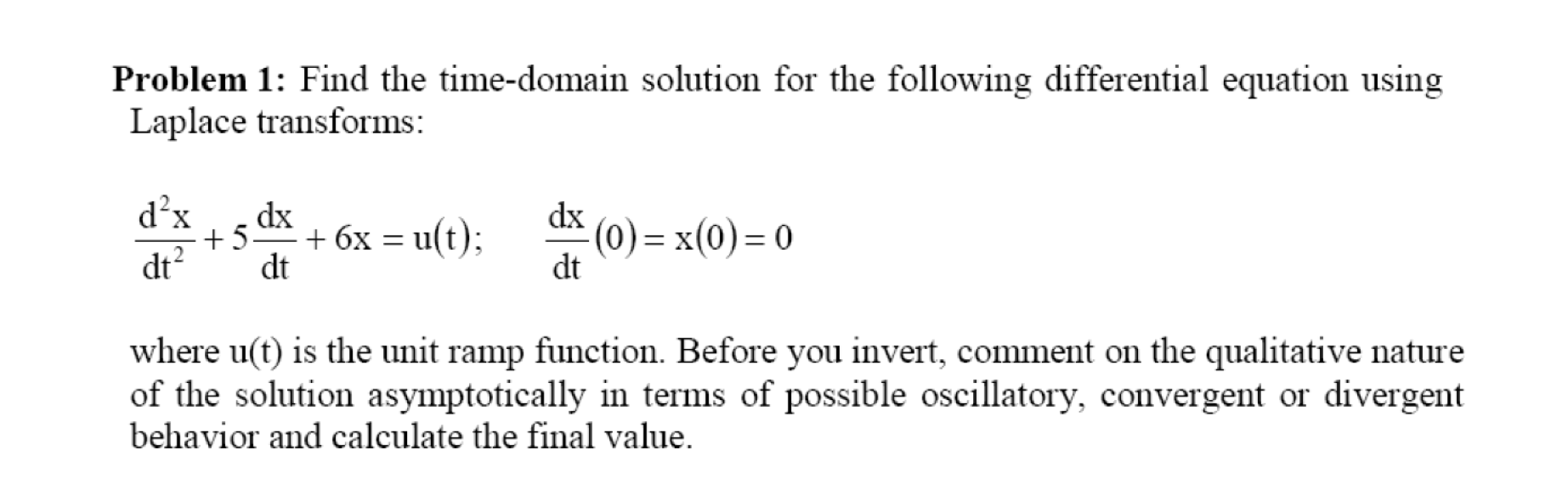 Solved Problem 1: Find the time-domain solution for the | Chegg.com
