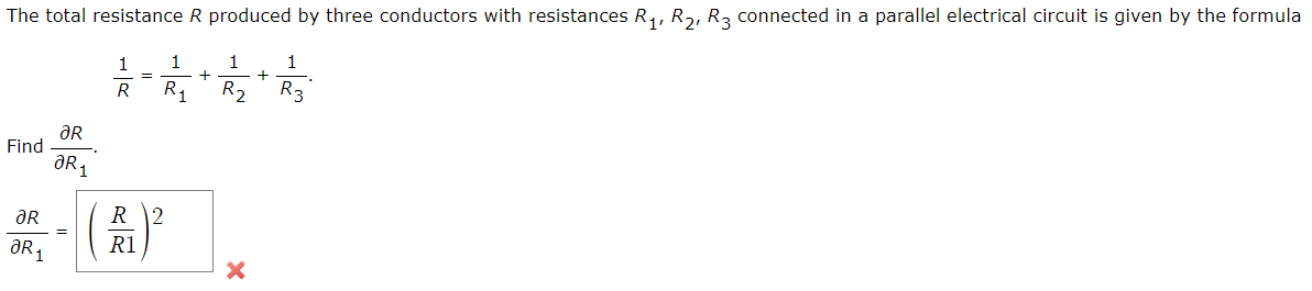 Solved The total resistance R produced by three conductors | Chegg.com