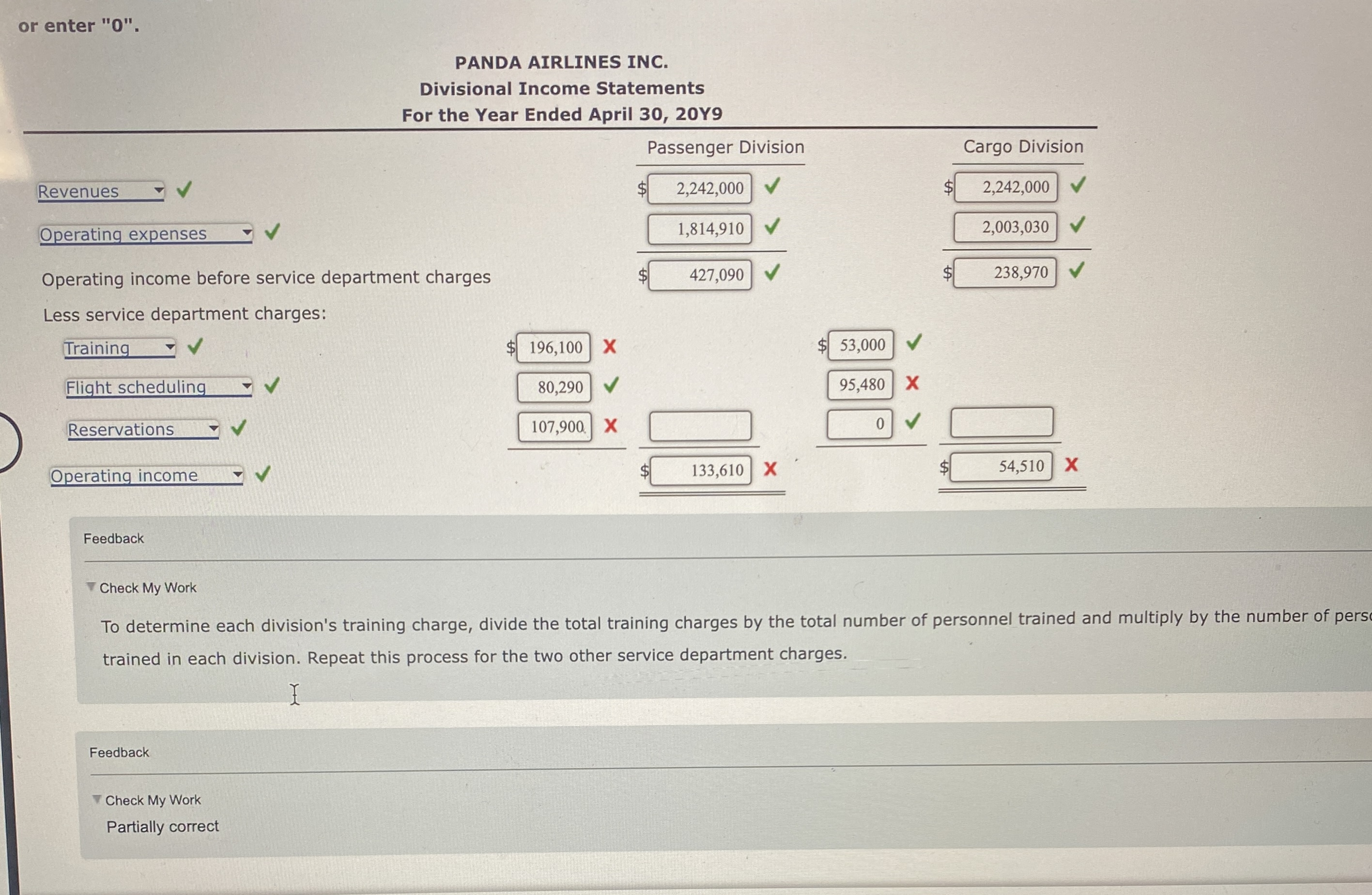 Solved Corrections to Service Department Charges Panda | Chegg.com