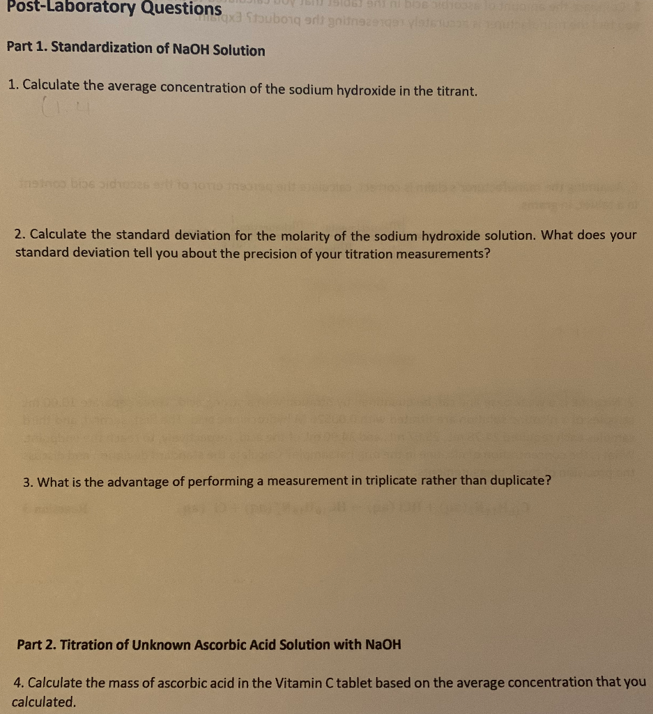 Solved Data Table 1. Standardization of NaOH solution Trial | Chegg.com