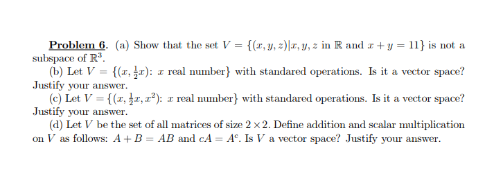 Solved subspace of R3 Justify your answer. Justify your | Chegg.com
