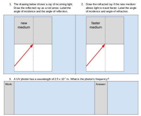Solved 1. The drawing below shows a ray of incoming light. | Chegg.com