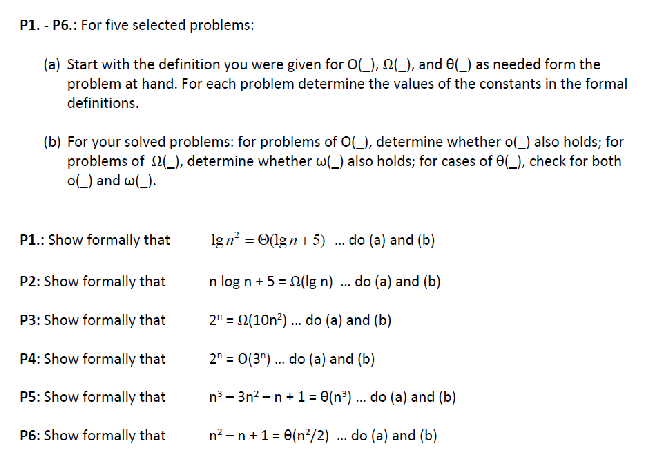 Solved P1. - P6.: For five selected problems: (a) Start with | Chegg.com