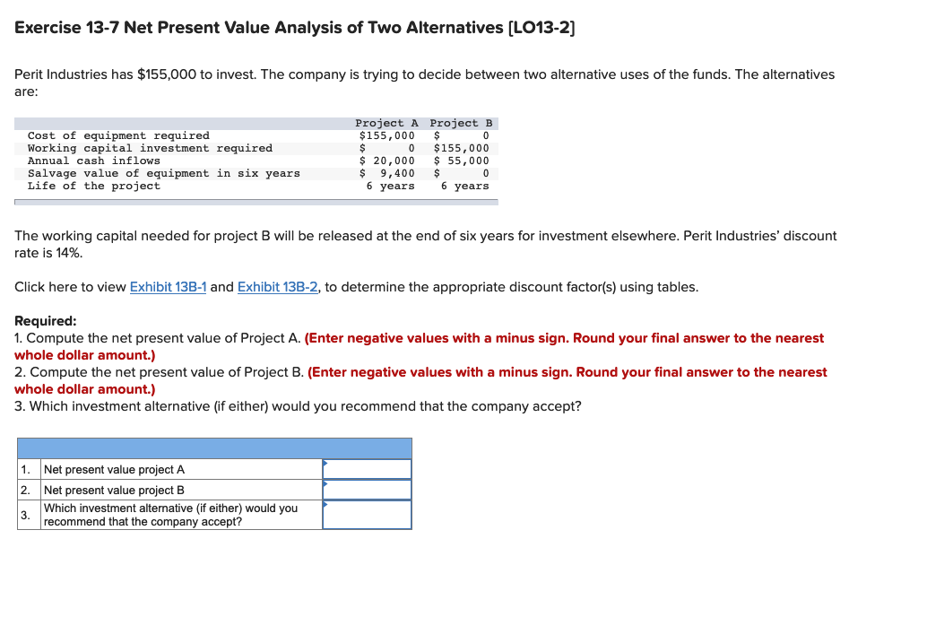 Solved Exercise 13-7 Net Present Value Analysis of Two | Chegg.com