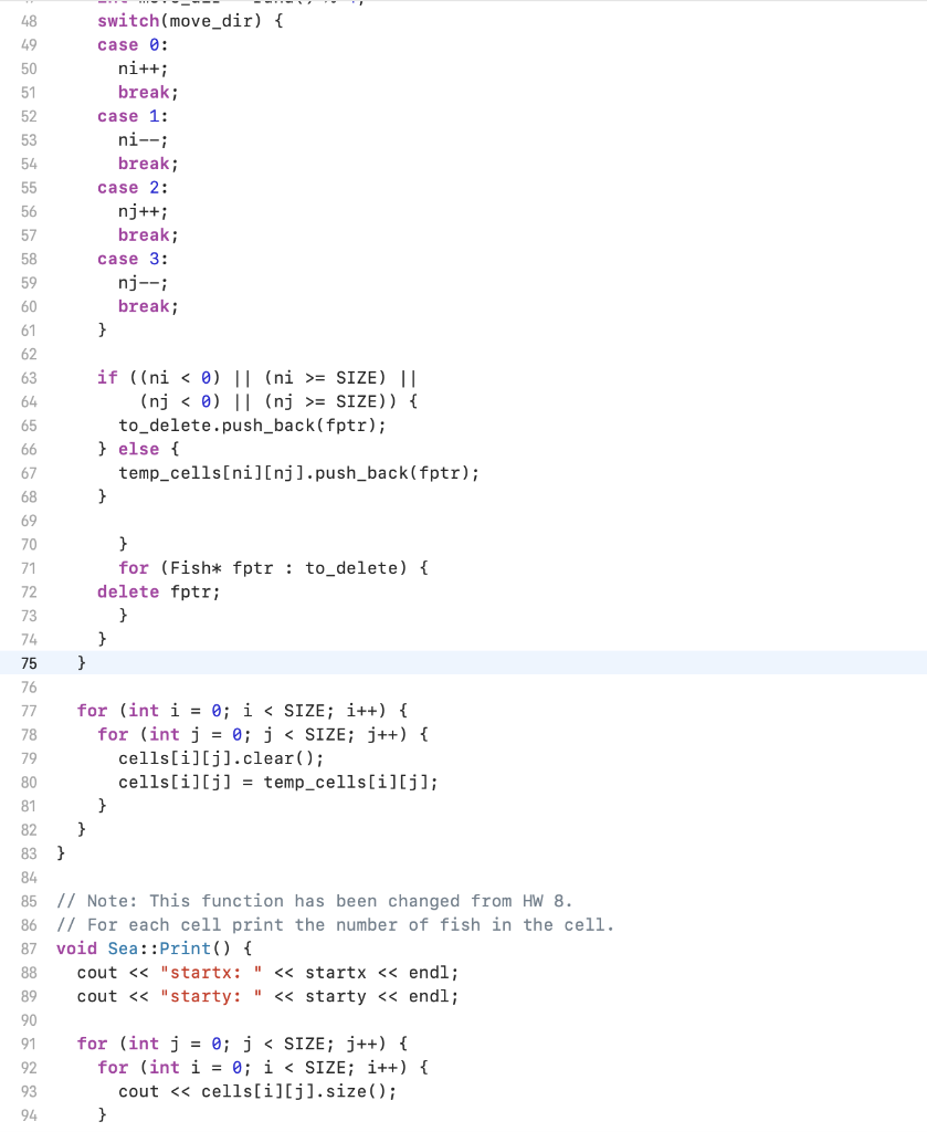 Write code for hw10.ocean.cpp file based | Chegg.com