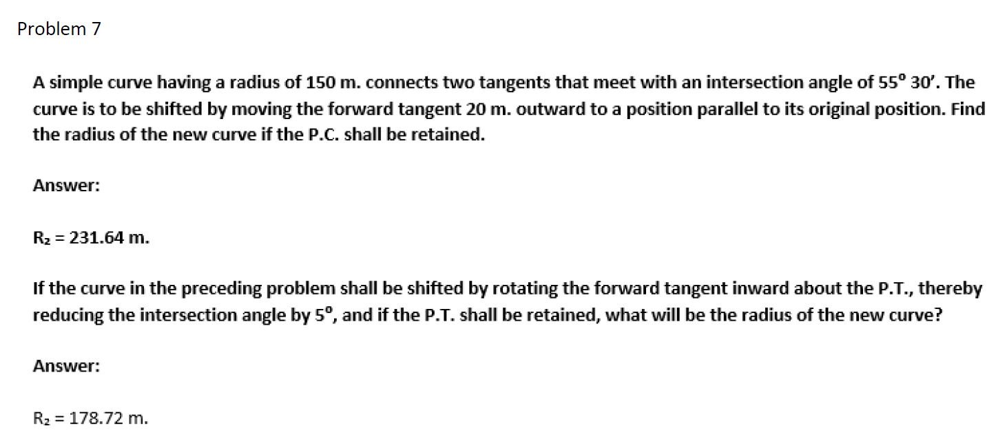 Solved Problem 7 A simple curve having a radius of 150 m. | Chegg.com