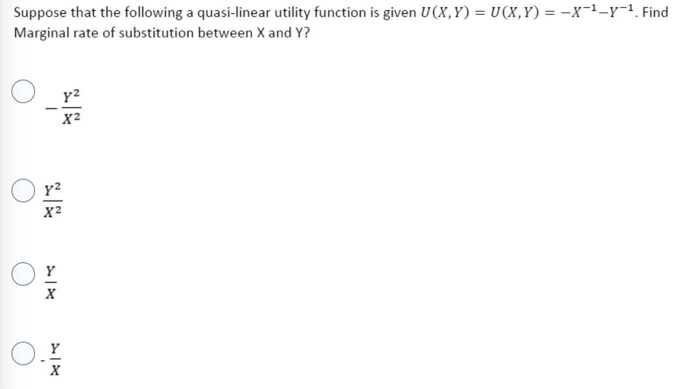 Solved Suppose that the following a quasi-linear utility | Chegg.com