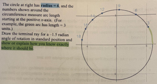 Solved The circle at right has radius =6, and the numbers | Chegg.com