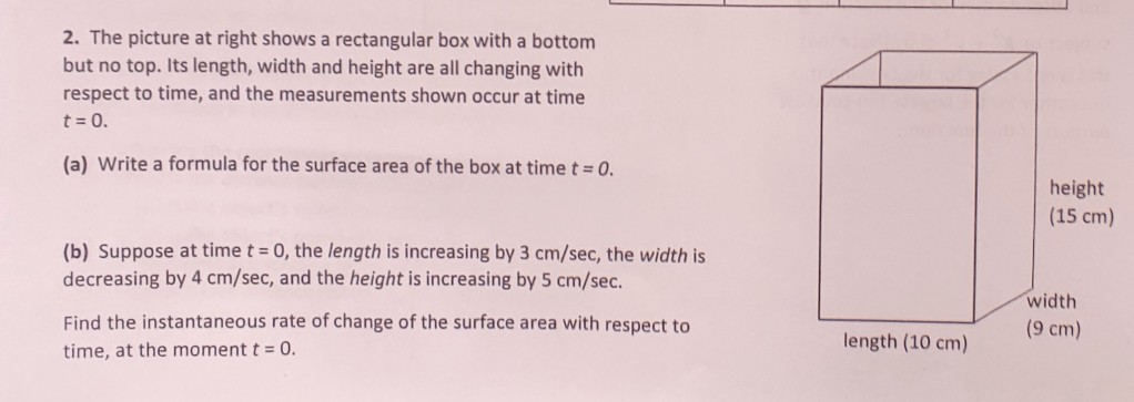 Solved 2. The picture at right shows a rectangular box with | Chegg.com