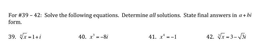Solved For \#39 - 42: Solve the following equations. | Chegg.com