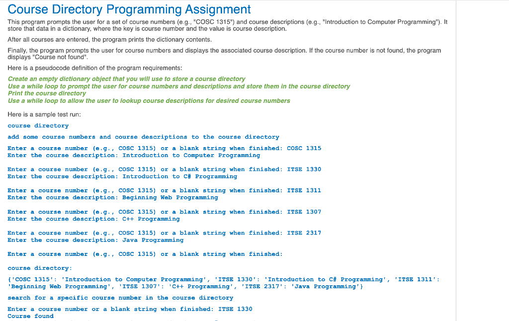Solved This program prompts the user for a set of course | Chegg.com