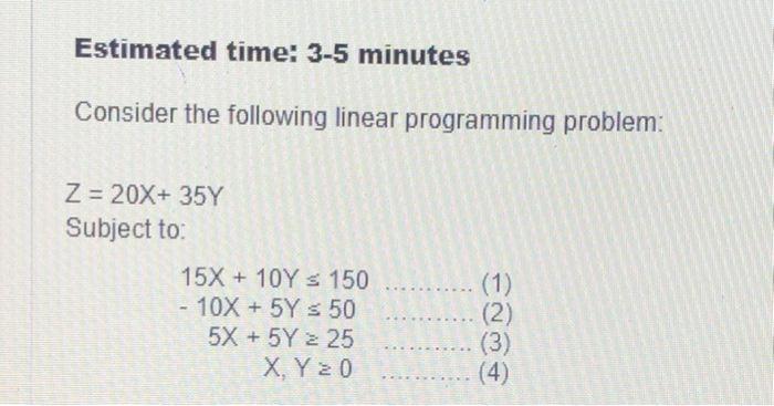 Solved Estimated time: 3-5 minutes Consider the following | Chegg.com