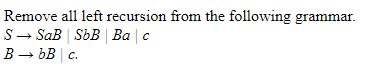 Solved Remove all left recursion from the following grammar. | Chegg.com