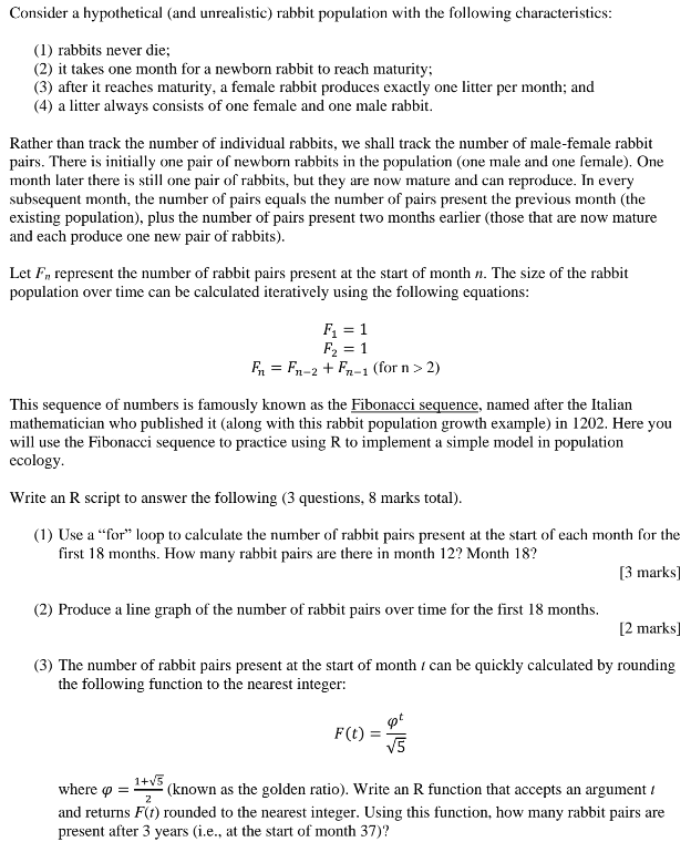 Solved Consider a hypothetical (and unrealistic) ﻿rabbit | Chegg.com