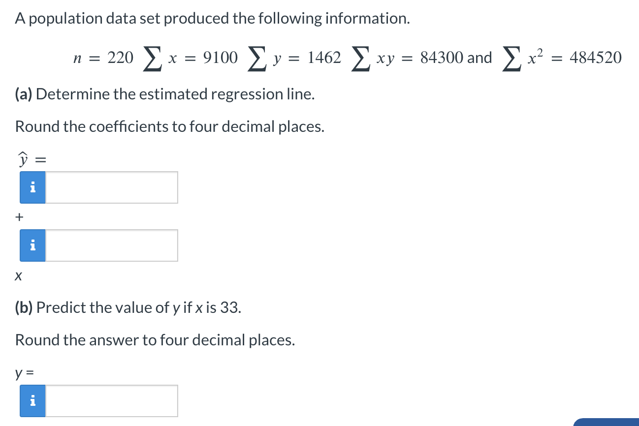 Solved A population data set produced the following | Chegg.com