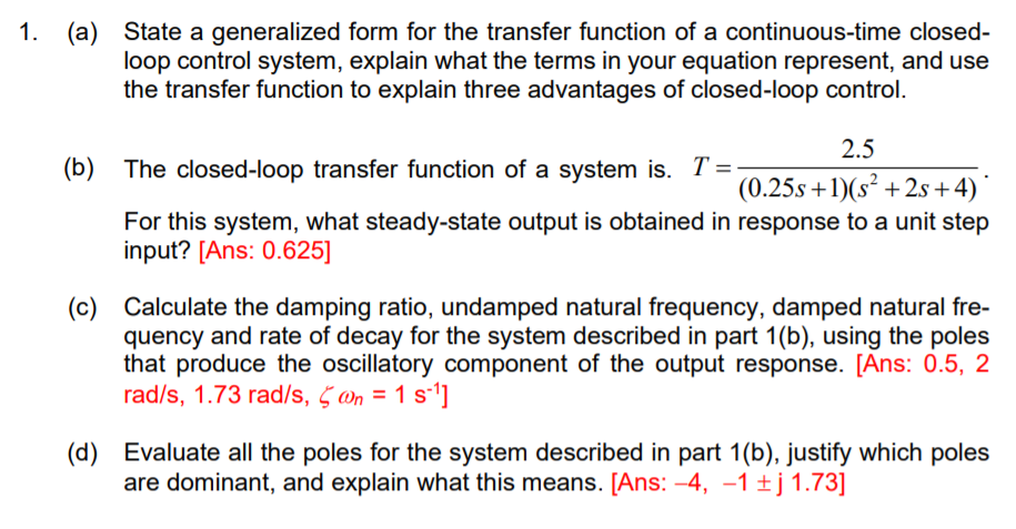Solved This is Control Systems question. Please write a | Chegg.com